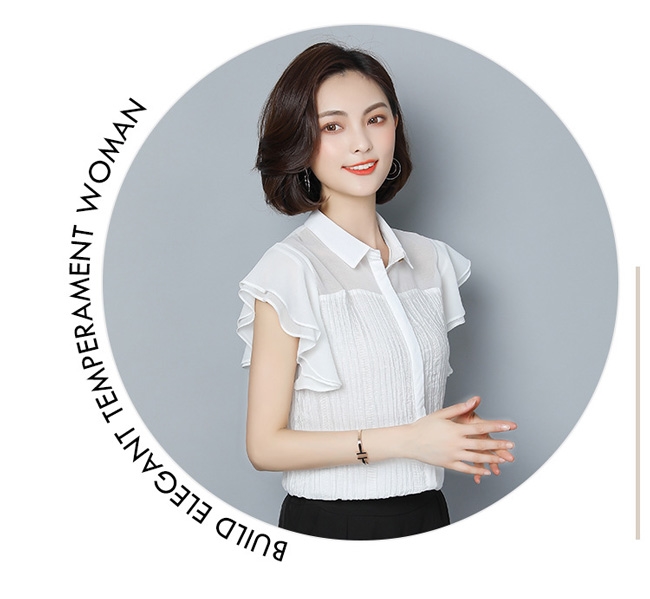 小鹿之精選網購商品指南 休閒品牌衣服ALLK 荷葉袖雪紡上衣 共2色(尺寸M-XXL)開箱文