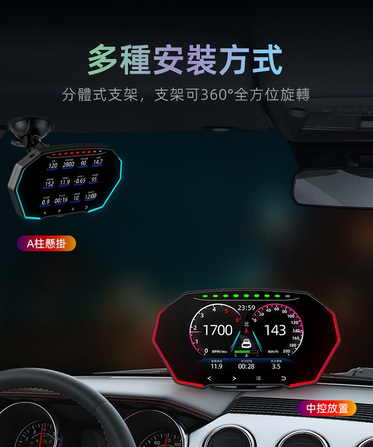 FLYone F11 4吋 液晶儀錶 OBD2+GPS 雙系統多功能 HUD 汽車抬頭顯示器|抬頭顯示器|ETMall東森購物網