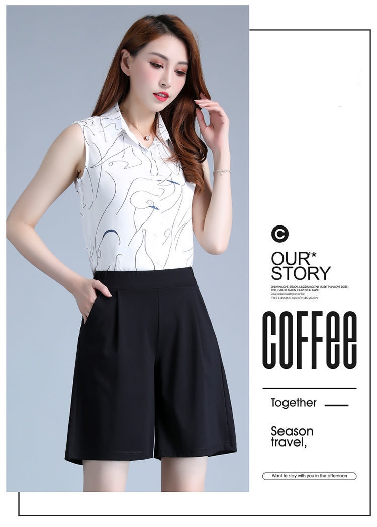 【BJ COLLECTION】日系冰絲全腰鬆緊五分短褲 BJC40025 神祕黑