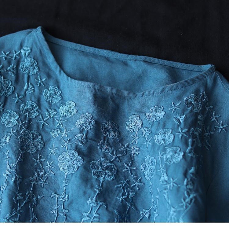 SCL 自然美彩繡花滿裳五分袖上衣|造型上衣|ETMall東森購物網