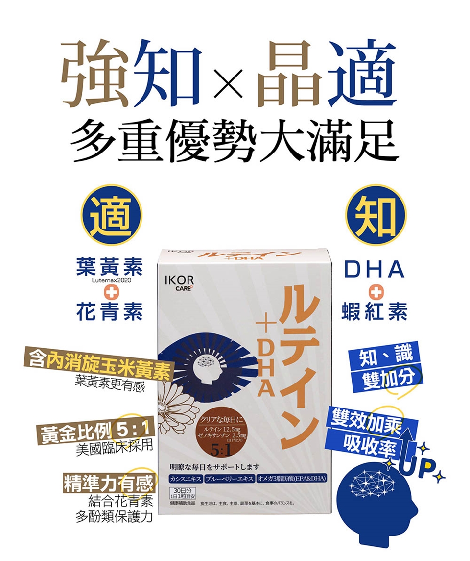 日本進口【IKOR】知視嘉 葉黃素DHA膠囊食品30粒x2盒|葉黃素/金盞花|ETMall東森購物網