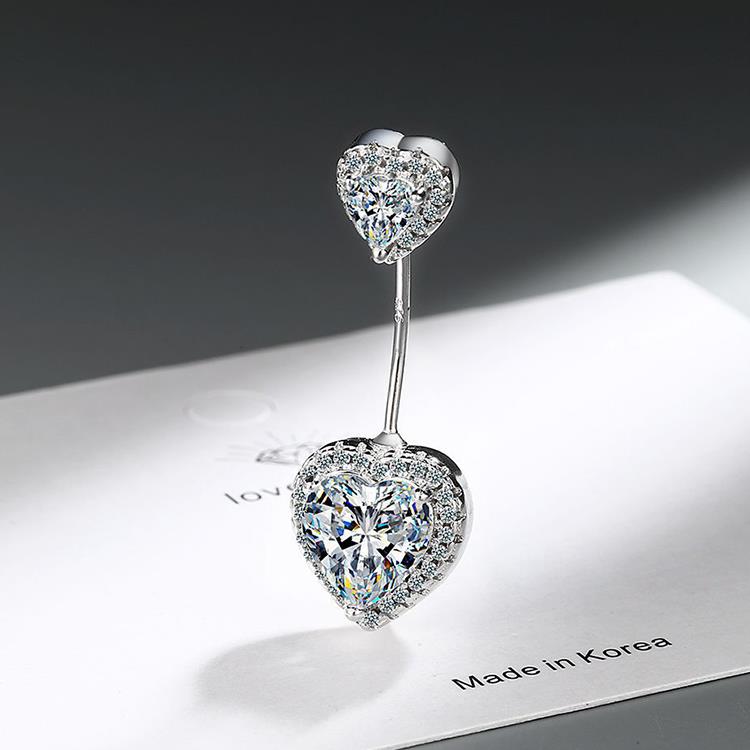 Jpqueen 純真愛心水鑽性感螺絲肚臍環(銀色)|吊飾/鑰匙圈/串珠|ETMall東森購物網