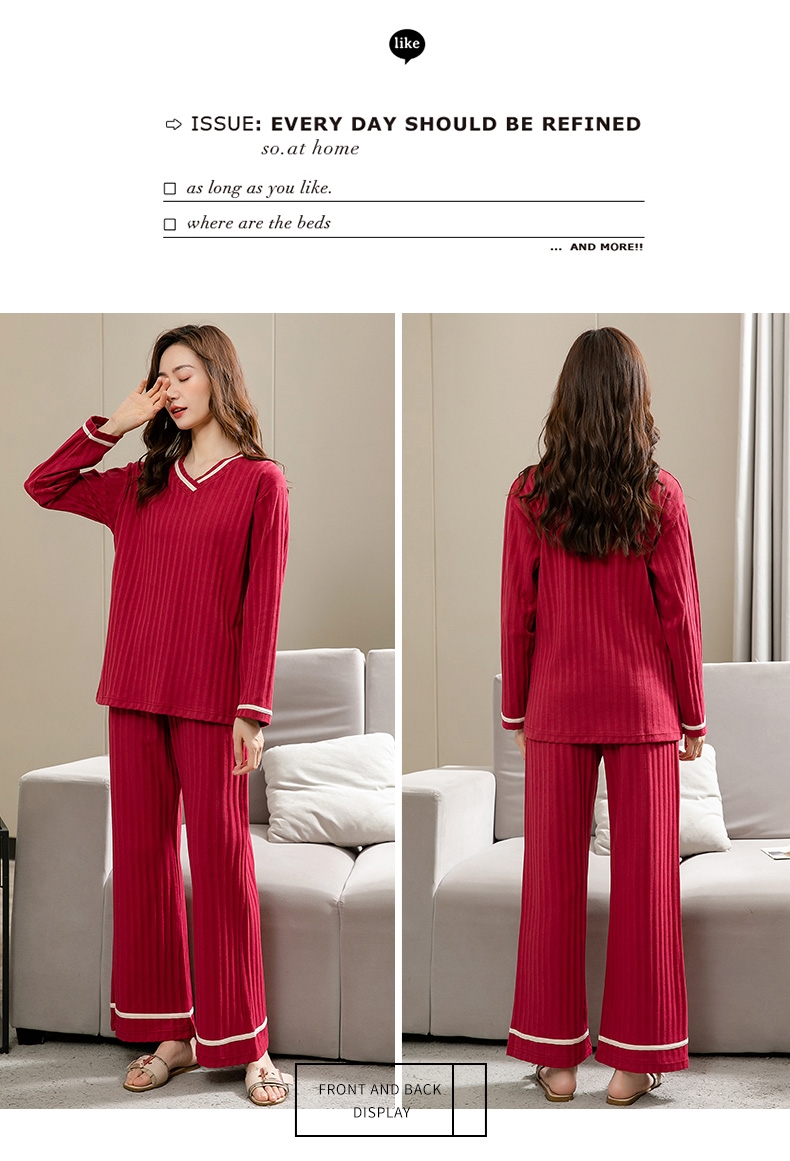 SCL促銷 簡約風 秋冬睡衣 長袖褲 中大尺碼 居家睡衣長袖褲套裝 1905|金秋購物節，全站最高39%回饋，消費滿額再抽999黃金|長袖兩件睡衣褲|ETMall東森購物網