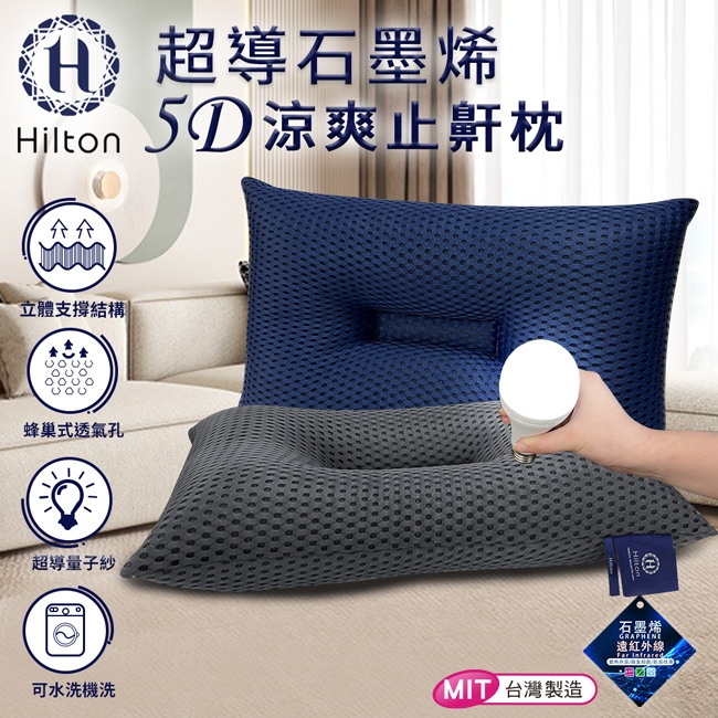 【Hilton 希爾頓】科技美學超導石墨烯5D涼爽透氣止鼾枕/二色任選(枕頭/透氣枕/護頸枕/能量枕)(B0089)|纖維枕|ETMall東森購物網