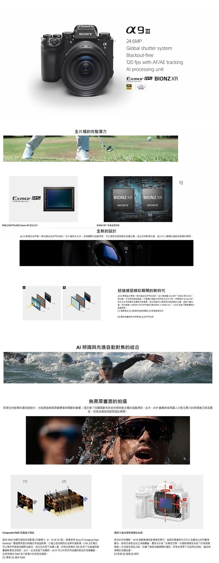 Sony 全片幅 微單眼相機 ILCE-9M3 A9M3 α9 III 單機身|SONY α9系列|ETMall東森購物網