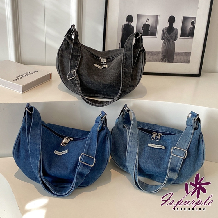 【iSPurple】港風水餃＊牛仔帆布斜垮側肩背包|肩背包|ETMall東森購物網
