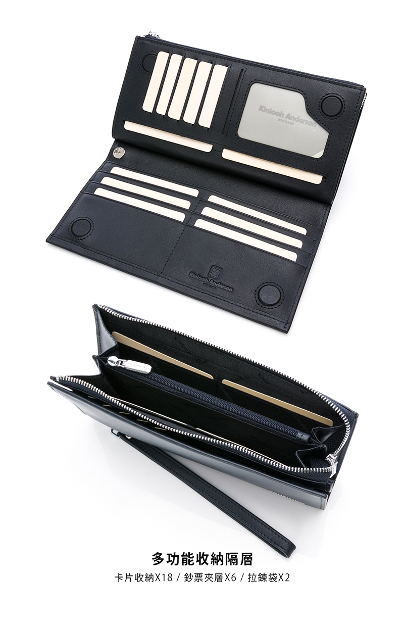 【金安德森】Anders 牛皮磁扣拉鍊長夾-夜空藍 |長夾|ETMall東森購物網