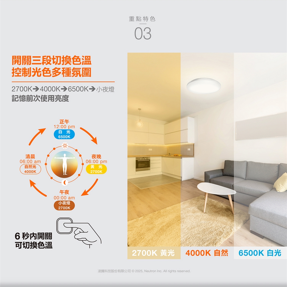 OSRAM 歐司朗/朗德萬斯 晶享LED 60W 壁切三段 調色吸頂燈 日式快接 天花板燈 官方直營店|歐司朗|ETMall東森購物網