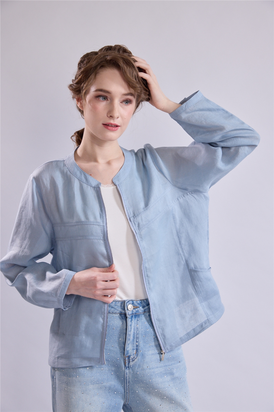 QWI亮彩絲綢亞麻外套組-獨|外套/大衣|ETMall東森購物網