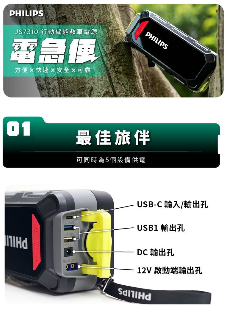 PHILIPS 飛利浦JS7310 電急便｜行動儲能救車電源|電力救援|ETMall東森購物網