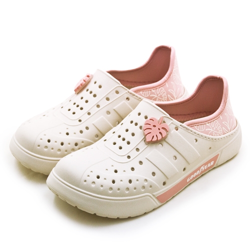 【GOODYEAR 固特異】女 排水透氣輕便水陸休閒晴雨兩穿懶人洞洞鞋 熱帶元素系列 台灣製造 奶茶粉 52721 |女運動涼鞋|ETMall東森購物網