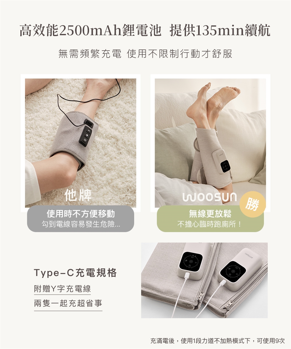 ARTISAN woosun 無線舒揉美腿機 LM3000|腿/手/足部按摩|ETMall東森購物網