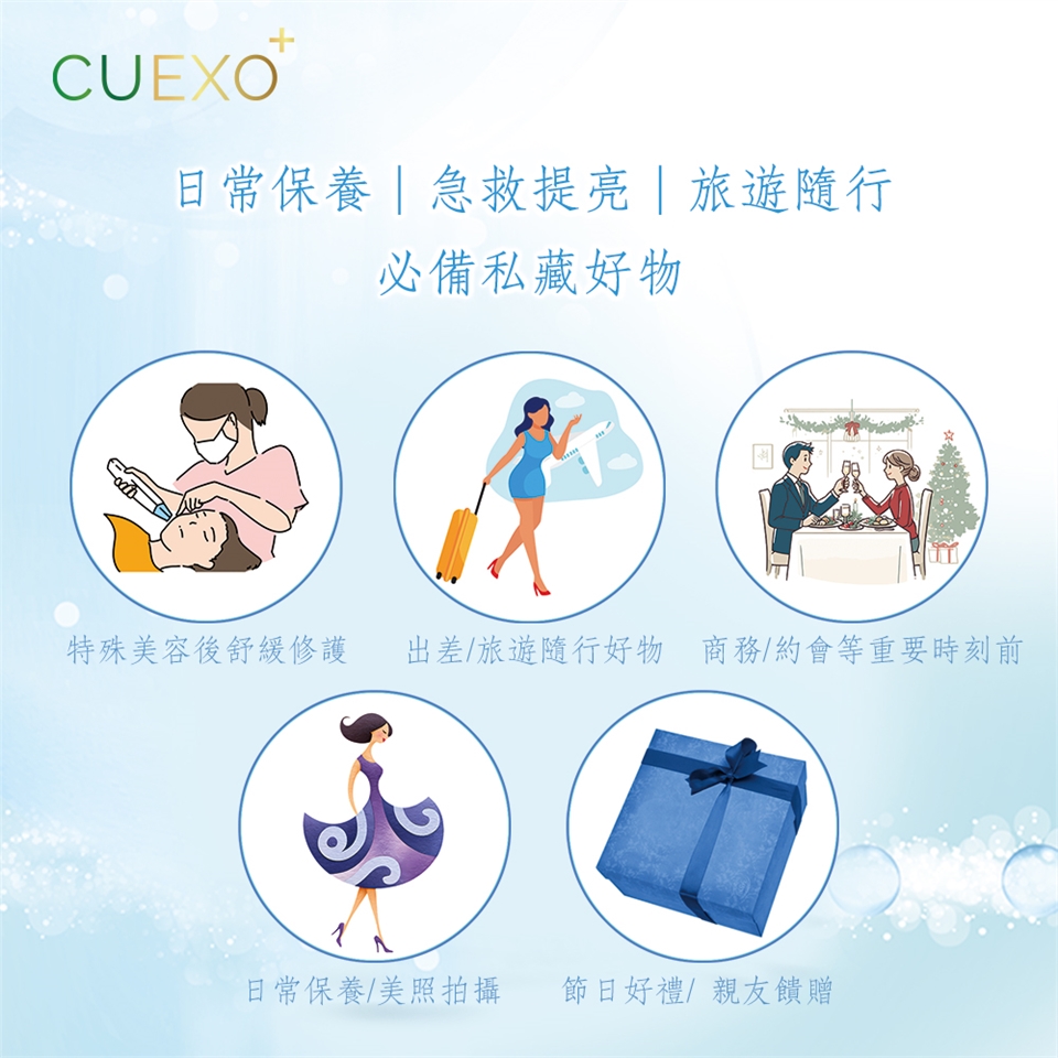 【新品】CUEXO+ 水潤舒顏 泌光白面膜 禮盒組 旅行組 / 植萃外泌精華EVs x 煥白面膜|CUEXO＋|ETMall東森購物網