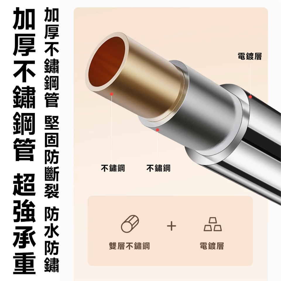 【Secaii設彩品牌店】不鏽鋼伸縮桿 伸縮晾衣桿 浴簾桿 窗簾桿 曬衣架 曬衣桿 自由伸縮 撐桿 防滑底座/無需打孔/防水防鏽|桿型伸縮衣架|ETMall東森購物網