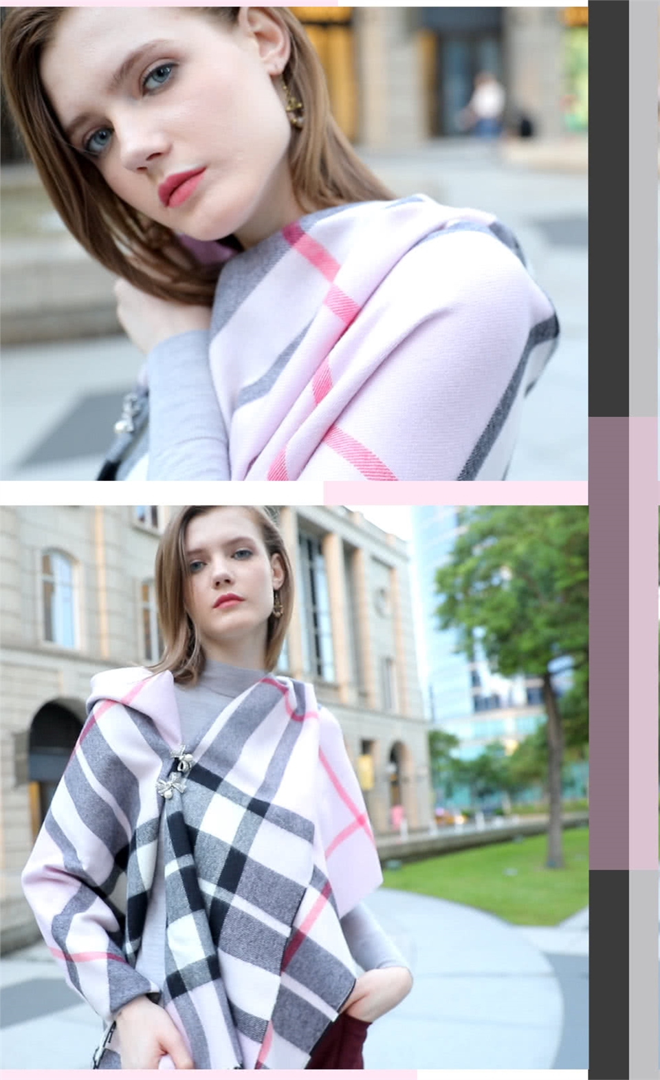 【Bronte】英國原裝格紋100%羔羊駝披肩-1入(大圍巾/保暖圍巾/秋冬圍巾/披肩)|羊毛圍巾/披肩|ETMall東森購物網