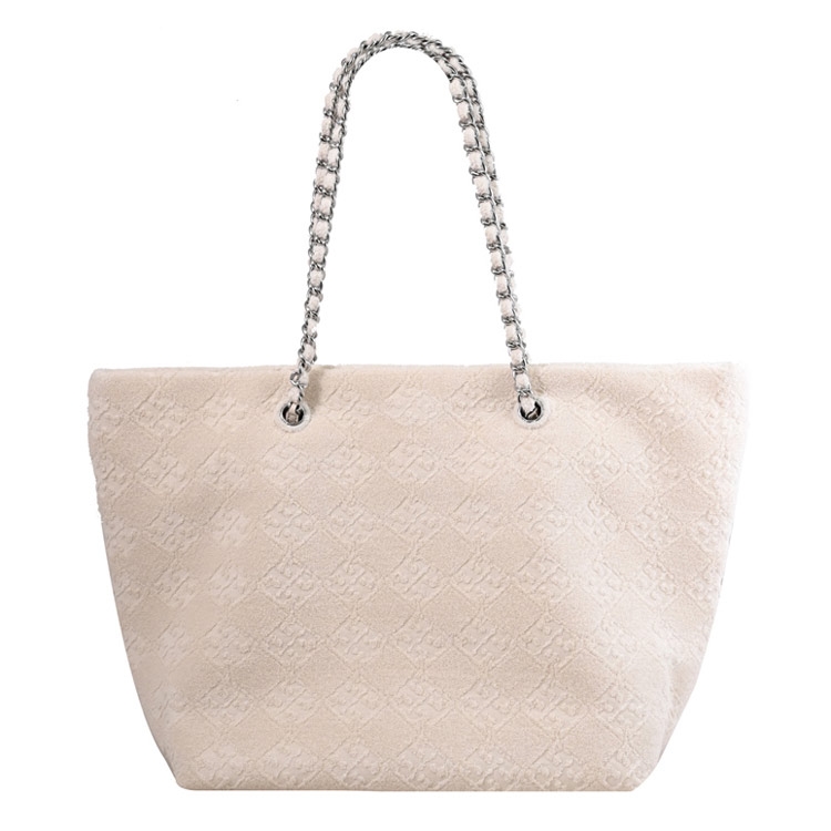 TORY BURCH 169385 Ella 織物毛料肩背穿鏈托特包.米白|手提包/側背包|ETMall東森購物網