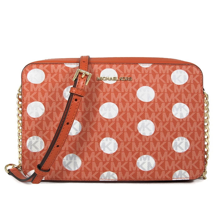 MICHAEL KORS 橘色點點防刮鏈帶斜背方包|MK斜背包|ETMall東森購物網