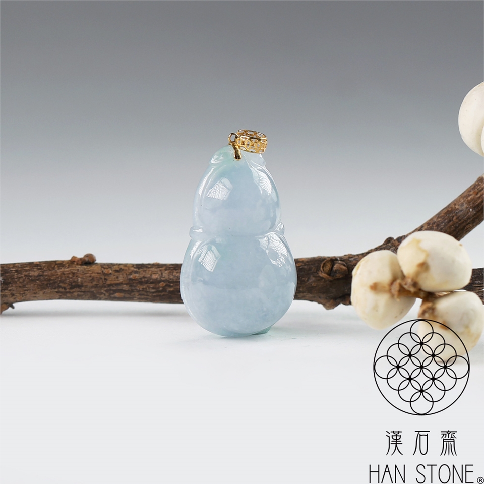 【漢石齋】天然翡翠A貨 小葫蘆18K金墜頭玉佩吊墜 冰種紫羅蘭(14*21*6mm)|植物|ETMall東森購物網