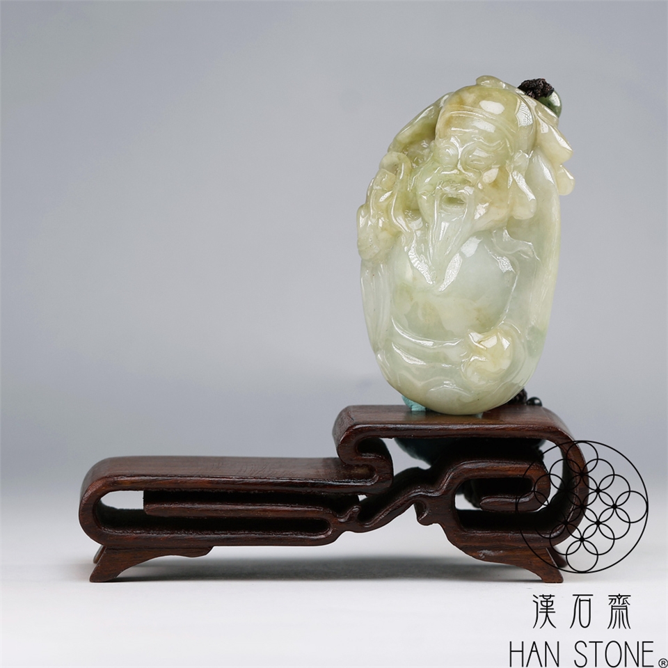 【漢石齋】天然翡翠A貨 土地公玉佩吊墜 帶黃翡種(31*54*20mm)|佛像|ETMall東森購物網