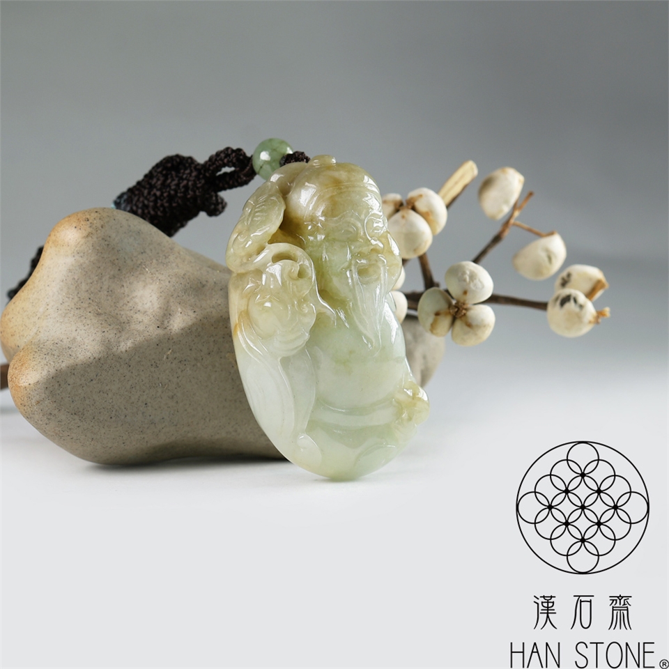 【漢石齋】天然翡翠A貨 土地公玉佩吊墜 帶黃翡種(31*54*20mm)|佛像|ETMall東森購物網