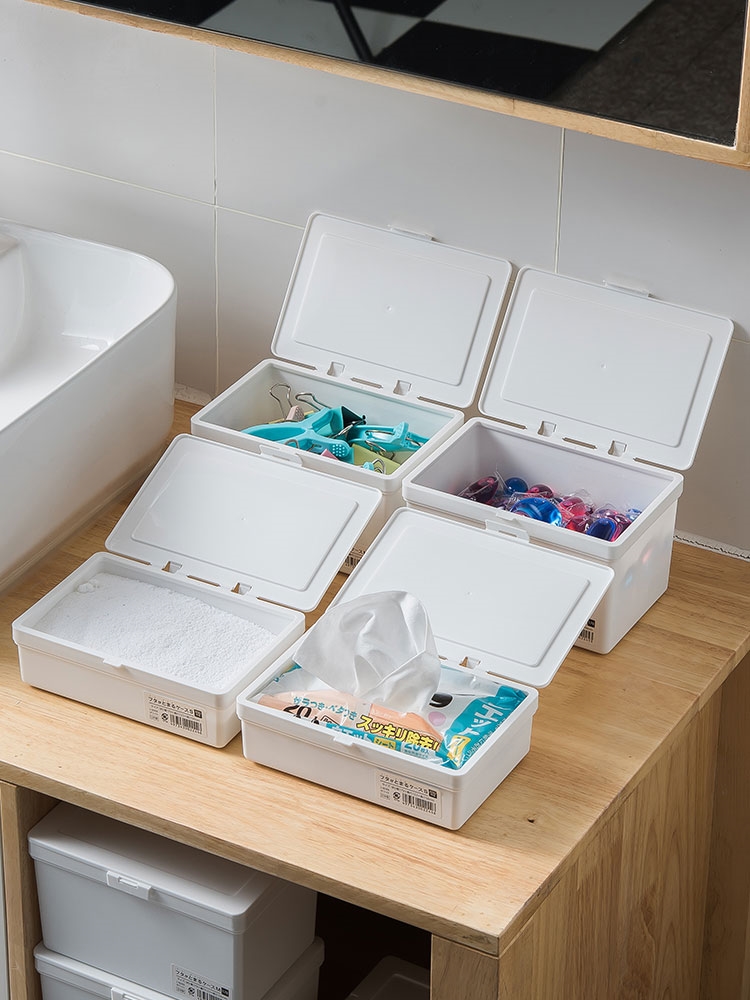 日本SANADA 日本製可堆疊附蓋收納盒(白)超值5入組|多功能收納盒(籃)|ETMall東森購物網