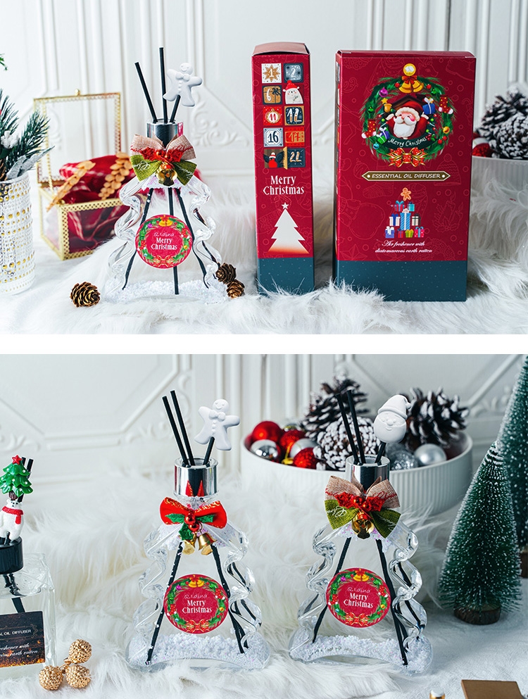 QIDINA 花圈/聖誕樹 聖誕擴香瓶+薑餅人補充瓶+聖誕袋組合⛄️兩款任選|交換禮物|ETMall東森購物網