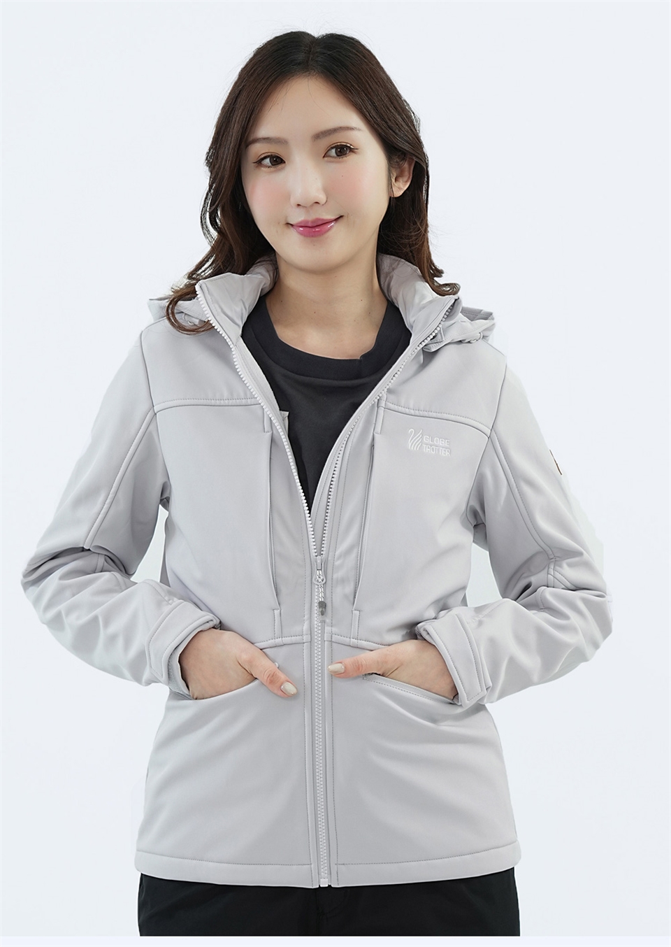 【遊遍天下】女款 GlobeTex防水防風保暖刷毛軟殼外套 (GJ23048) M-5L大尺碼 / 淺灰|連帽式外套|ETMall東森購物網