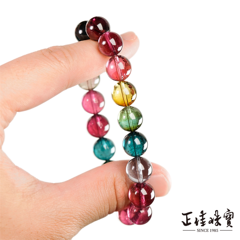 【正佳珠寶】彩碧璽 蒐藏級 極淨濃彩老礦彩虹漸層 10.8-11.3mm 彩碧璽手珠|手鍊|ETMall東森購物網