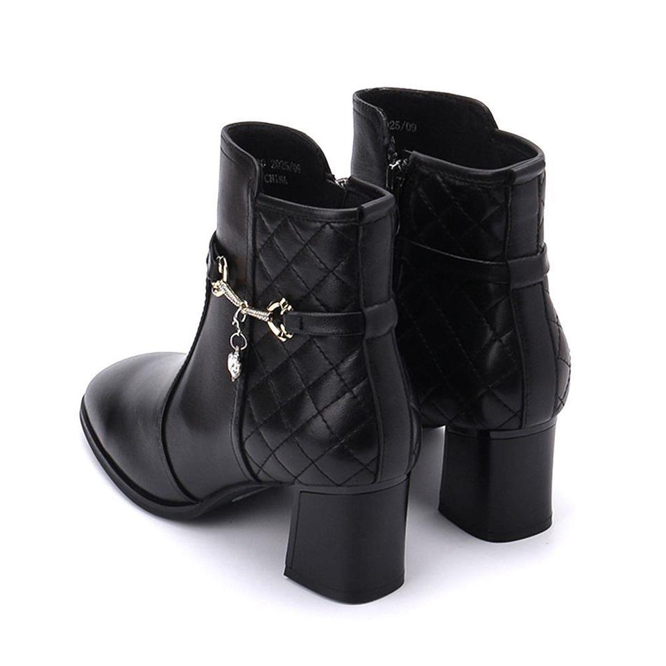 LUZZI 菱格鑽跟靴 黑 女鞋 鞋全家福|短靴|ETMall東森購物網