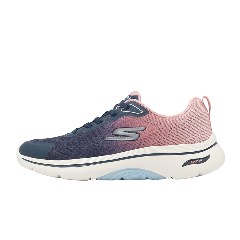 Skechers 休閒鞋 Go Walk Arch Fit 2.0 女鞋 藍 粉紅 緩震 回彈 懶人鞋 125333NVPK|休閒運動鞋|ETMall東森購物網