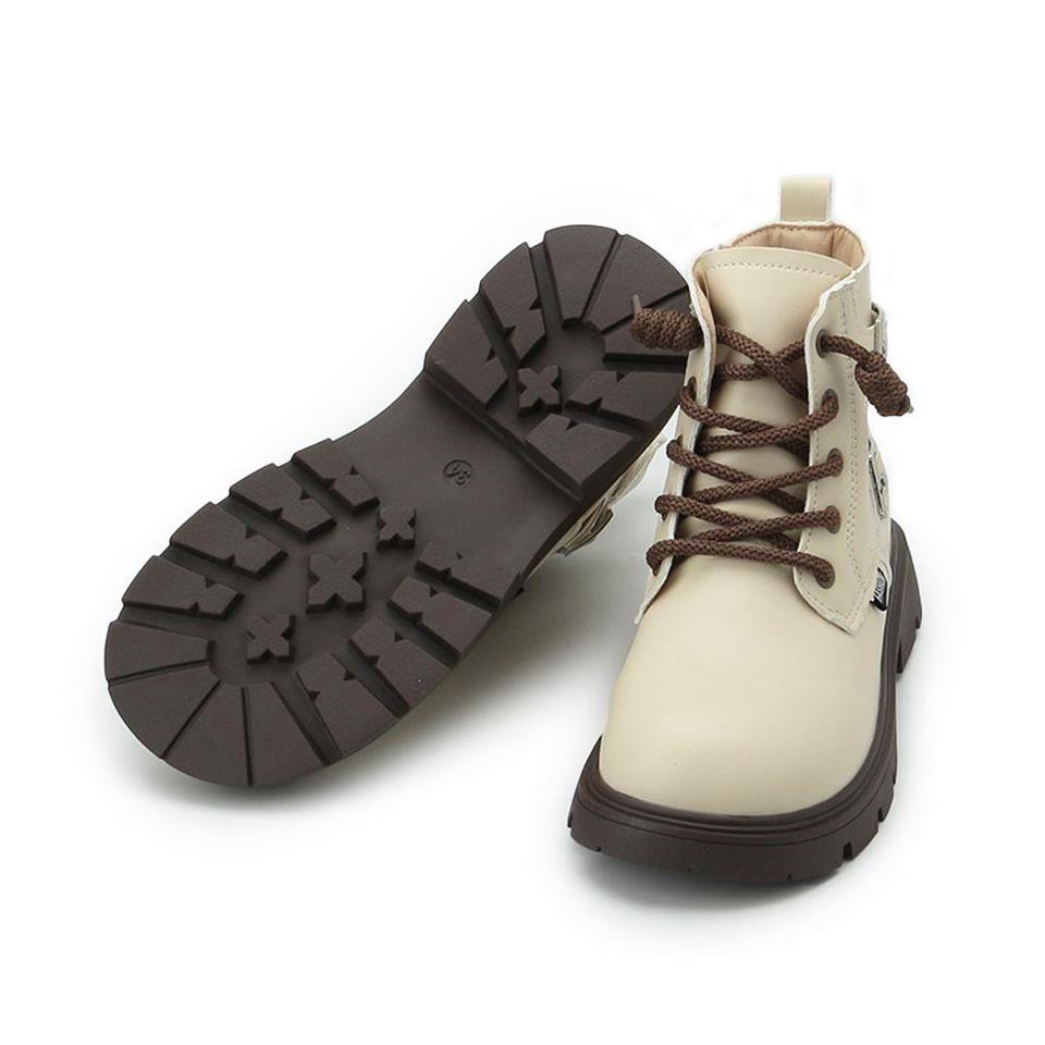 DOOK 側雙釦拉鍊馬靴 米 大童鞋 鞋全家福|童靴|ETMall東森購物網