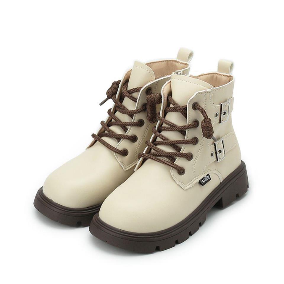 DOOK 側雙釦拉鍊馬靴 米 大童鞋 鞋全家福|童靴|ETMall東森購物網