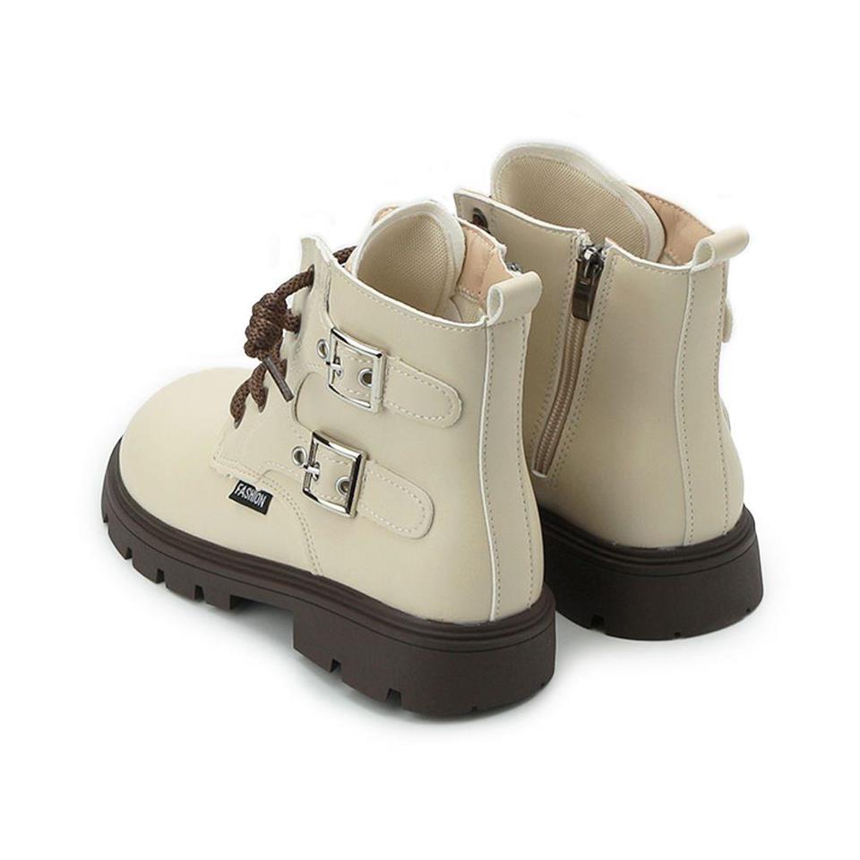 DOOK 側雙釦拉鍊馬靴 米 大童鞋 鞋全家福|童靴|ETMall東森購物網