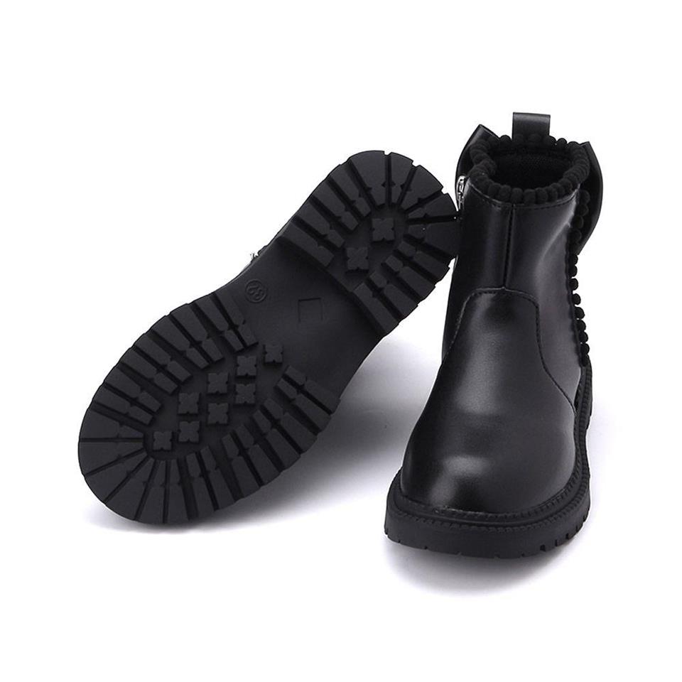 DOOK 滾邊小毛球後蝴蝶結靴 黑 中大童鞋 鞋全家福|童靴|ETMall東森購物網