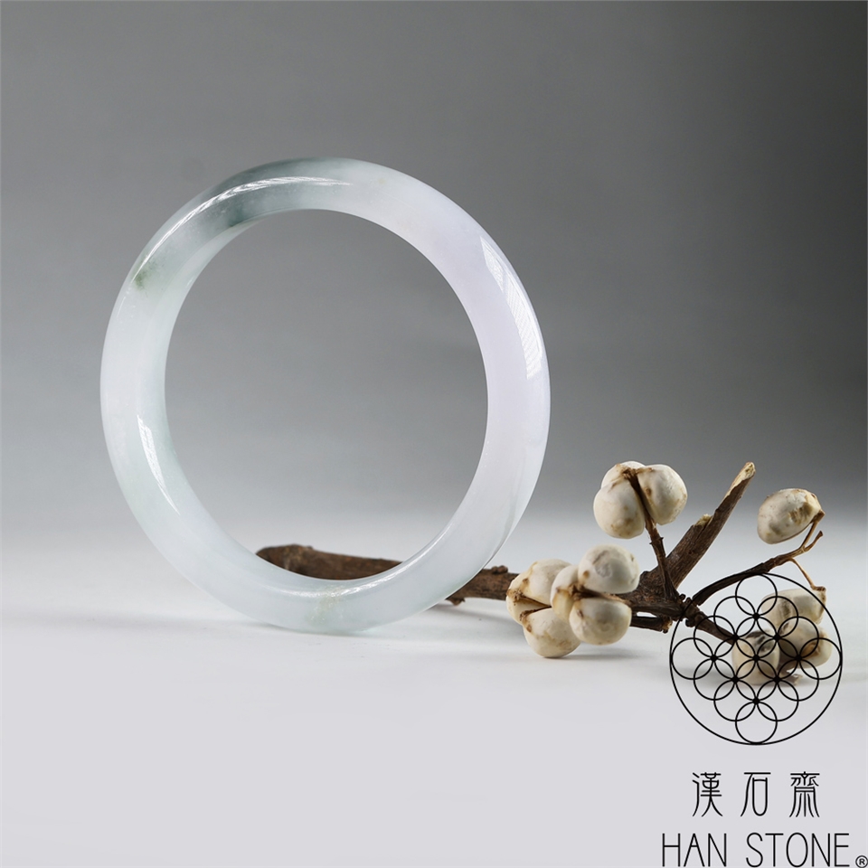 【漢石齋】天然翡翠A貨 手鐲玉鐲 冰糯種飄花帶紫羅蘭(手圍17.8/ 版寬12.1mm)|17-17.9|ETMall東森購物網