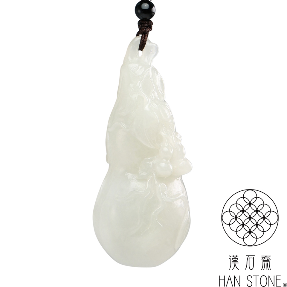【漢石齋】天然和田玉 大葫蘆玉珮吊墜 白玉(31*29*70mm)|植物|ETMall東森購物網