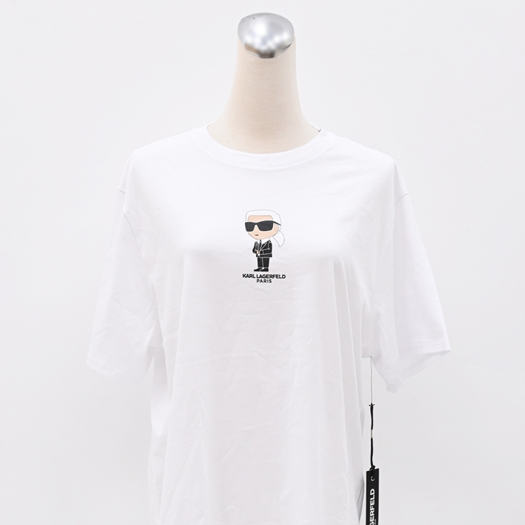 KARL LAGERFELD 卡爾 Q版老佛爺燙印公仔棉質短T恤.白|KARL LAGERFELD|ETMall東森購物網