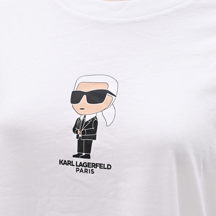 KARL LAGERFELD 卡爾 Q版老佛爺燙印公仔棉質短T恤.白|KARL LAGERFELD|ETMall東森購物網