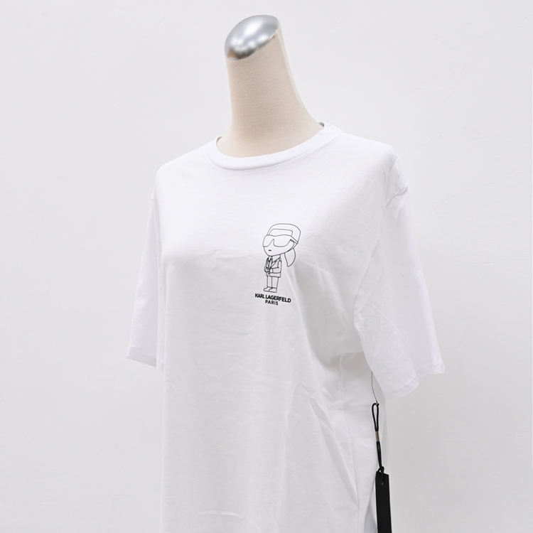 KARL LAGERFELD 卡爾 Q版老佛爺線條圖案棉質短T恤.白|KARL LAGERFELD|ETMall東森購物網