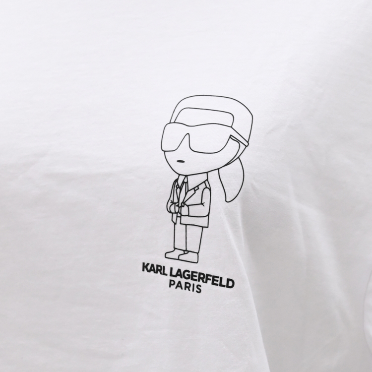 KARL LAGERFELD 卡爾 Q版老佛爺線條圖案棉質短T恤.白|KARL LAGERFELD|ETMall東森購物網