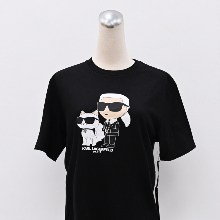 KARL LAGERFELD 卡爾 Q版老佛爺貓咪圖案棉質短T恤.黑|KARL LAGERFELD|ETMall東森購物網