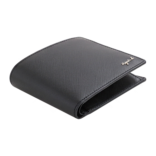 agnes b.-草寫銀字LOGO防刮附零錢袋短夾(素面黑)|長夾/中夾/短夾|ETMall東森購物網