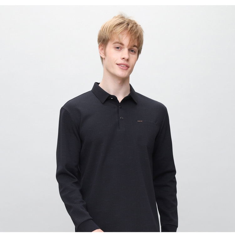 IOIIOI歐洲貴族 舒適天絲棉 長袖彈力POLO衫 修身顯瘦有口袋 藏青色|長袖POLO衫|ETMall東森購物網