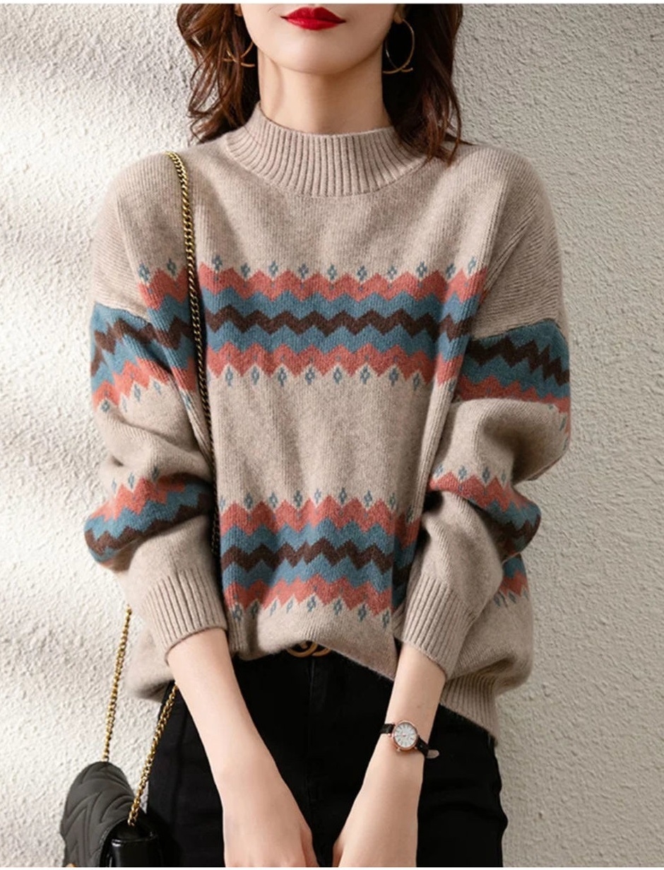 【ALLK 歐楷】新品 幾何編織針織衫上衣 2色(尺寸F/中大尺碼/保暖/毛呢)|造型上衣|ETMall東森購物網