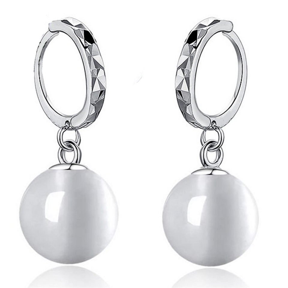 ANGEL 純淨貓眼石女款圓球形耳環(銀白色)|其他材質/款式|ETMall東森購物網