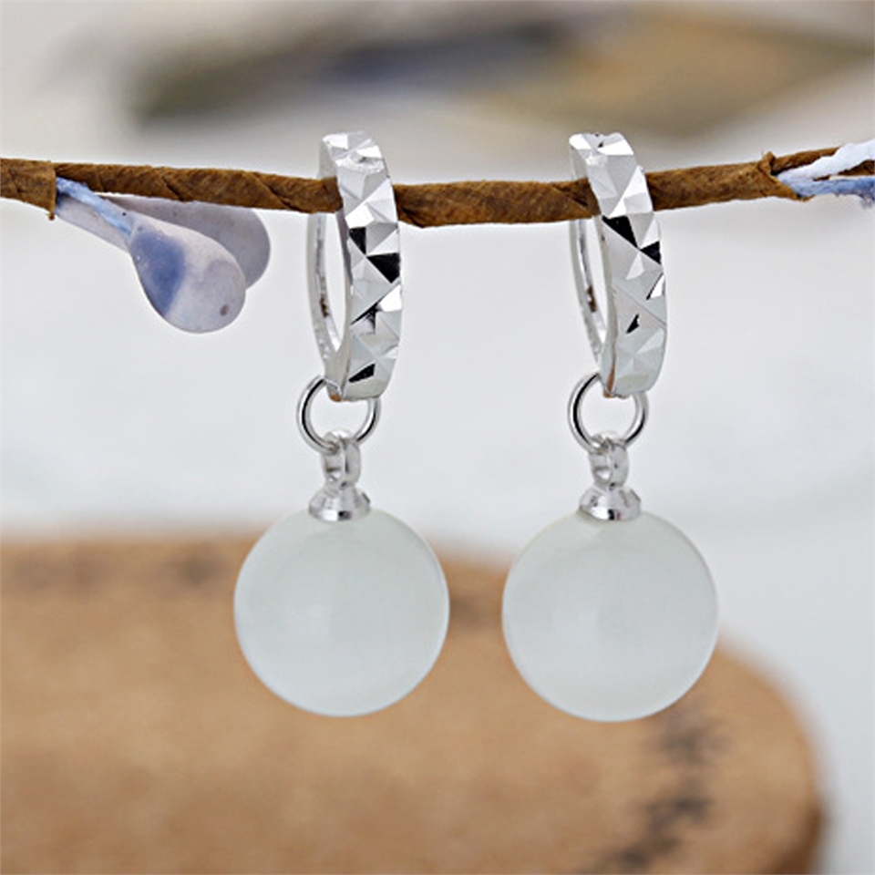 ANGEL 純淨貓眼石女款圓球形耳環(銀白色)|其他材質/款式|ETMall東森購物網