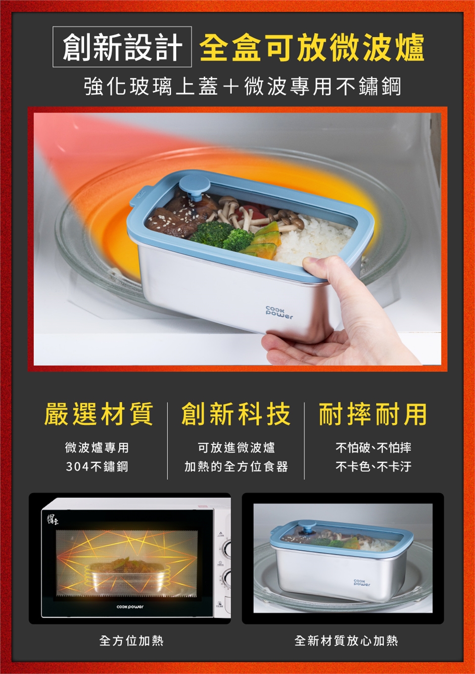 【CookPower 鍋寶】鮮盾pro系列可微波不鏽鋼保鮮盒 大方5件組(EO-BVSC161310BZ89B)|不鏽鋼保鮮盒|ETMall東森購物網