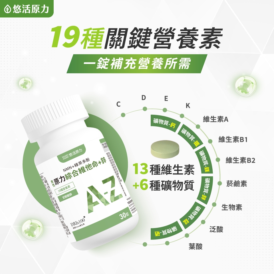 【悠活原力】原力男性綜合維他命+鋅膜衣錠x1盒(30錠/盒 NMN 甘胺酸鋅 綠茶多酚)|綜合維他命|ETMall東森購物網
