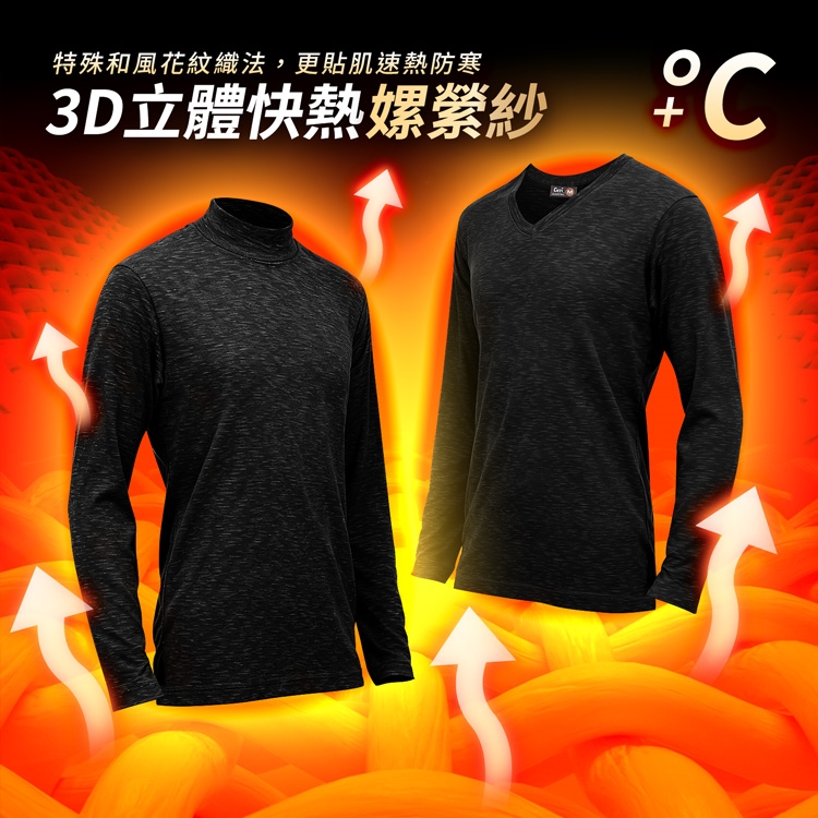 2件組【GIAT】台灣製極致暖男發熱衣(立領/V領)|長袖|ETMall東森購物網