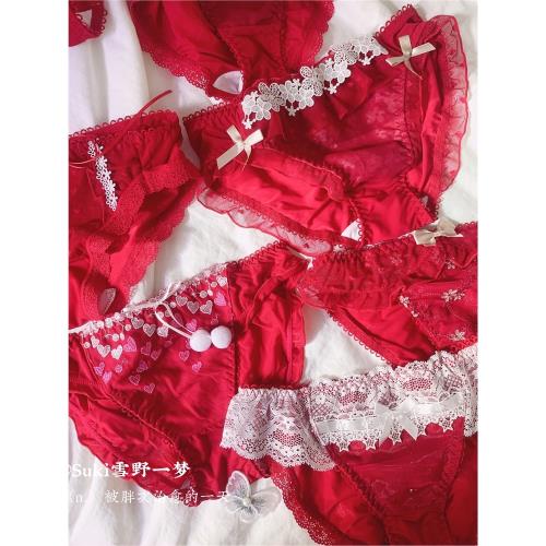 39/3條本命年好運正紅色刺繡蕾絲|平口內褲|ETMall東森購物網